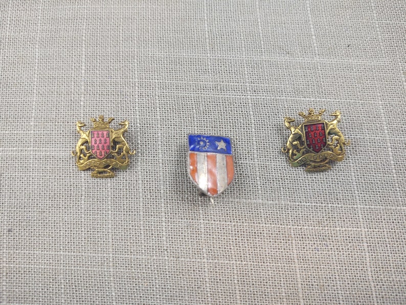 Set of 3 Small Heraldic Pins Coat of Arms Shields Reds and - Etsy