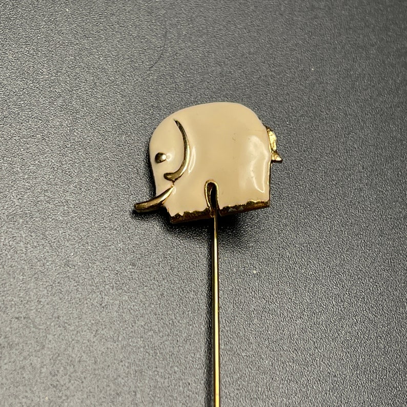 Crown Trifari Elephant Stick Pin Creamy White Enamel Gold - Etsy