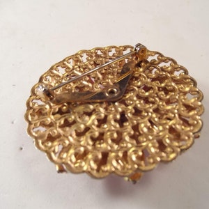 Large Round Shades of Pink Brooch, Flower Design, Gold Tone Metal - Etsy