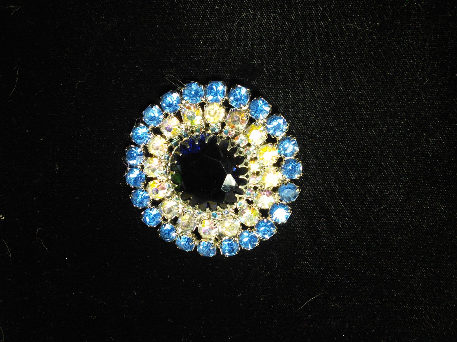 Gorgeous Large Round Rhinestone Brooch Blue and AB - Etsy