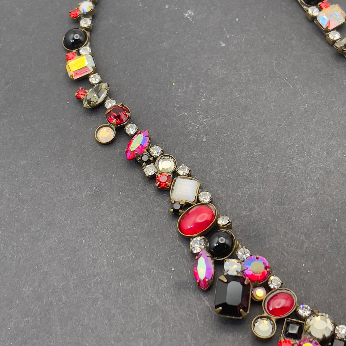 Sorrelli Rhinestone Necklace Shades of Red Black And Clear | Etsy