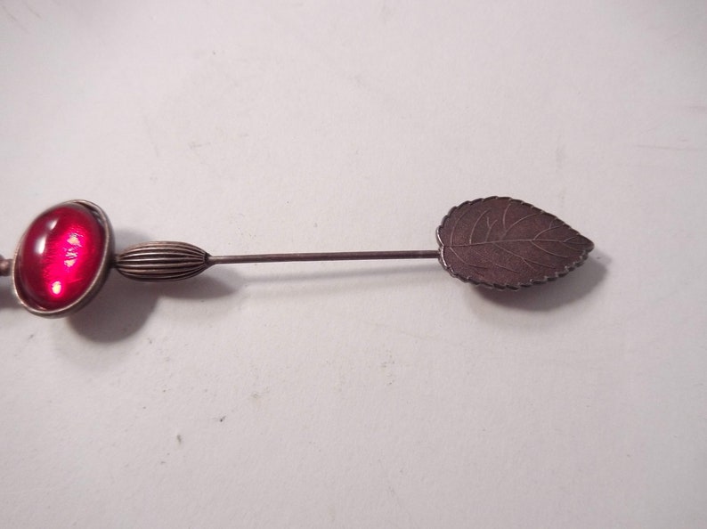 Kate Hines Scarf Pin, Red Cabochon, Quiver With Arrows and Leaf, Mint ...