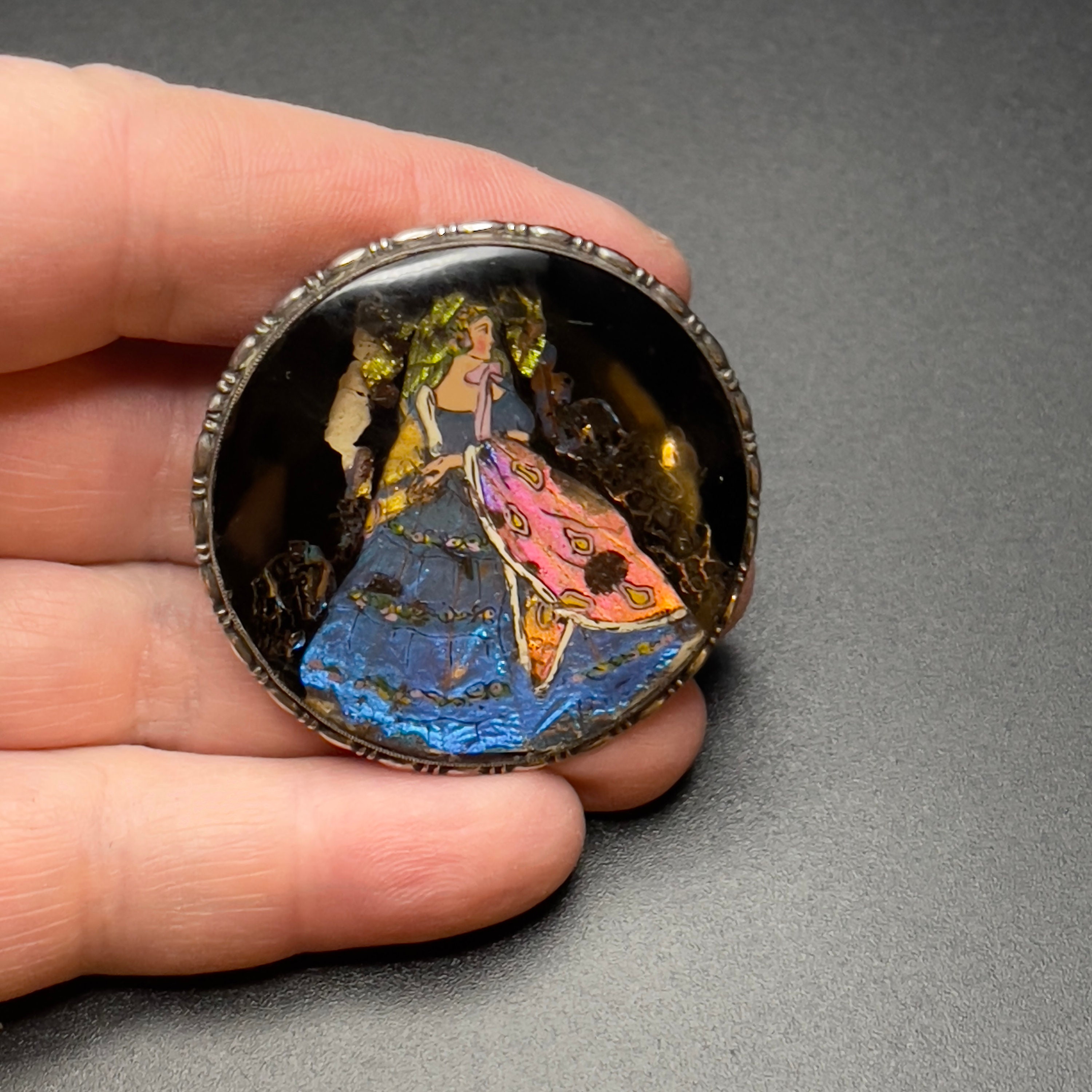 Thomas Mott Sterling Silver Round Brooch Iridescent Butterfly - Etsy