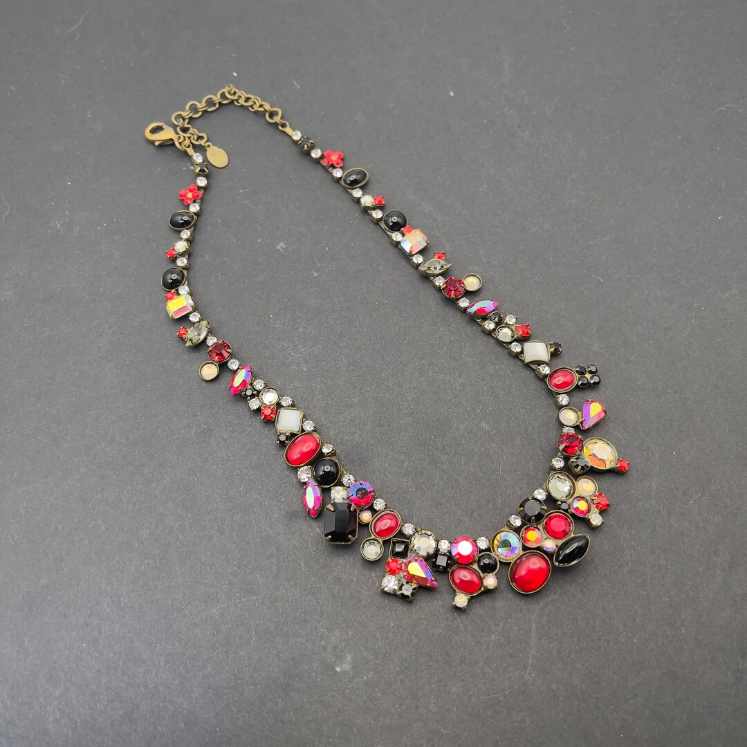 Sorrelli Rhinestone Necklace, Shades of Red, Black and Clear ...