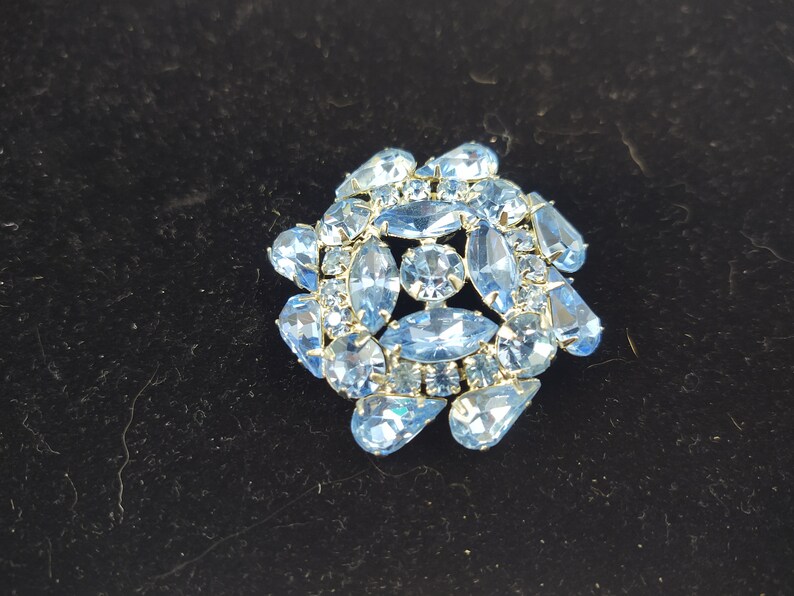 Weiss Light Blue Stunning Brooch, Teardrop, Round and Navette Sparkling ...