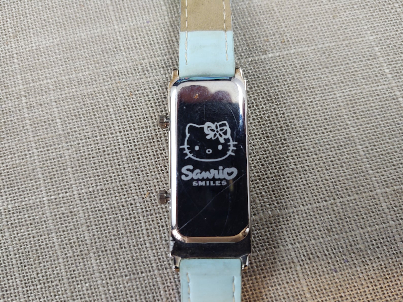 Hello Kitty Double Face Watch, by Sanrio, Blue Stripes on Face and ...
