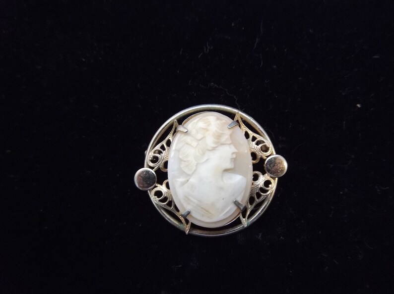 Carved Cameo, Prong Set, Nicely Detailed, in a Likely Gold Plated ...