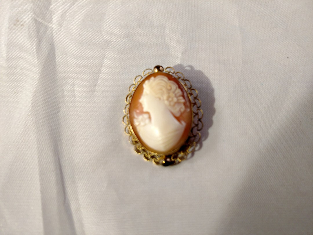 Shell Cameo, 12k Gold Filled, Excellent Details, Brooch and Pendant - Etsy