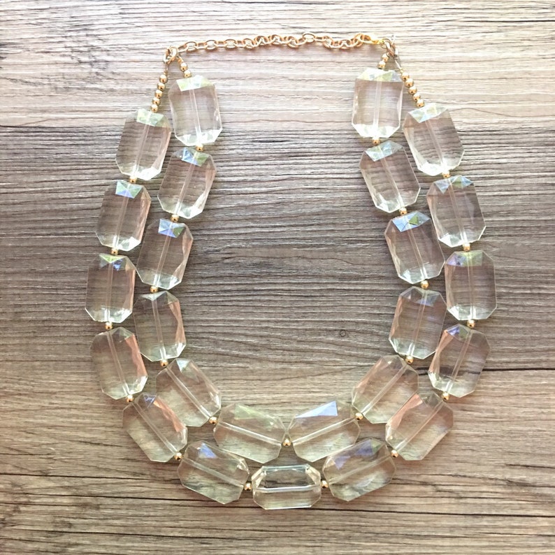 Chunky Clear Crystal Statement Necklace Faceted Everyday - Etsy