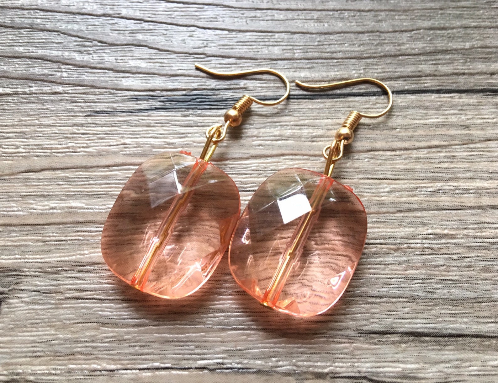 Peach Chunky Statement Necklace & Stretch Bracelet Set Triple | Etsy