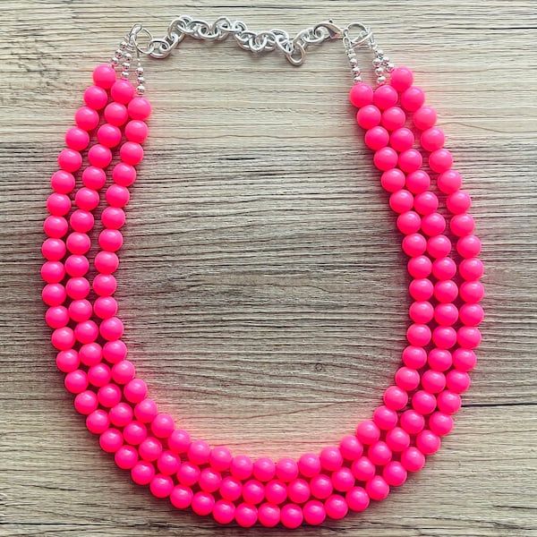 Hot Pink Necklace Etsy