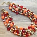 Fall Statement Necklace, Extra Long Maroon Orange Cream Gold Necklace ...