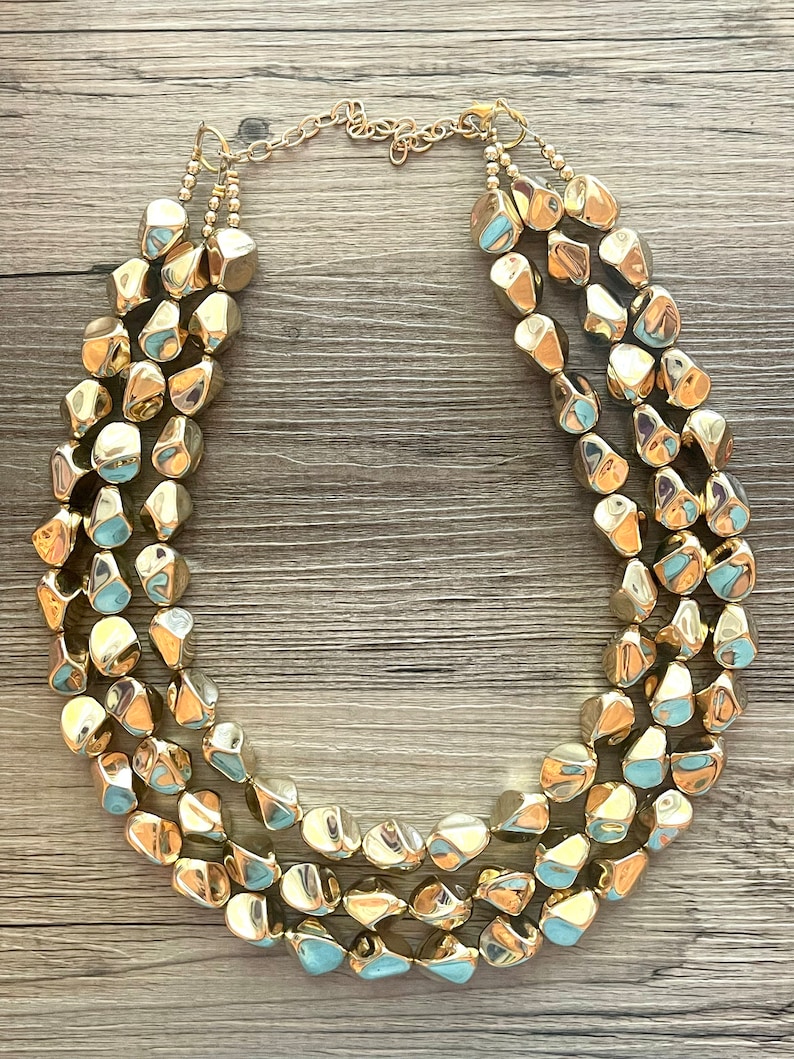 Gold Royale Chunky Statement Necklace, Big Beaded Jewelry, Gifts for ...