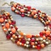 Fall Statement Necklace, Extra Long Maroon Orange Cream Gold Necklace ...