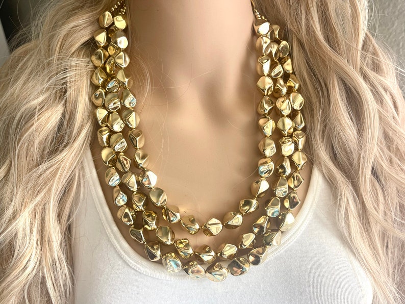 Gold Royale Chunky Statement Necklace, Big Beaded Jewelry, Gifts for ...