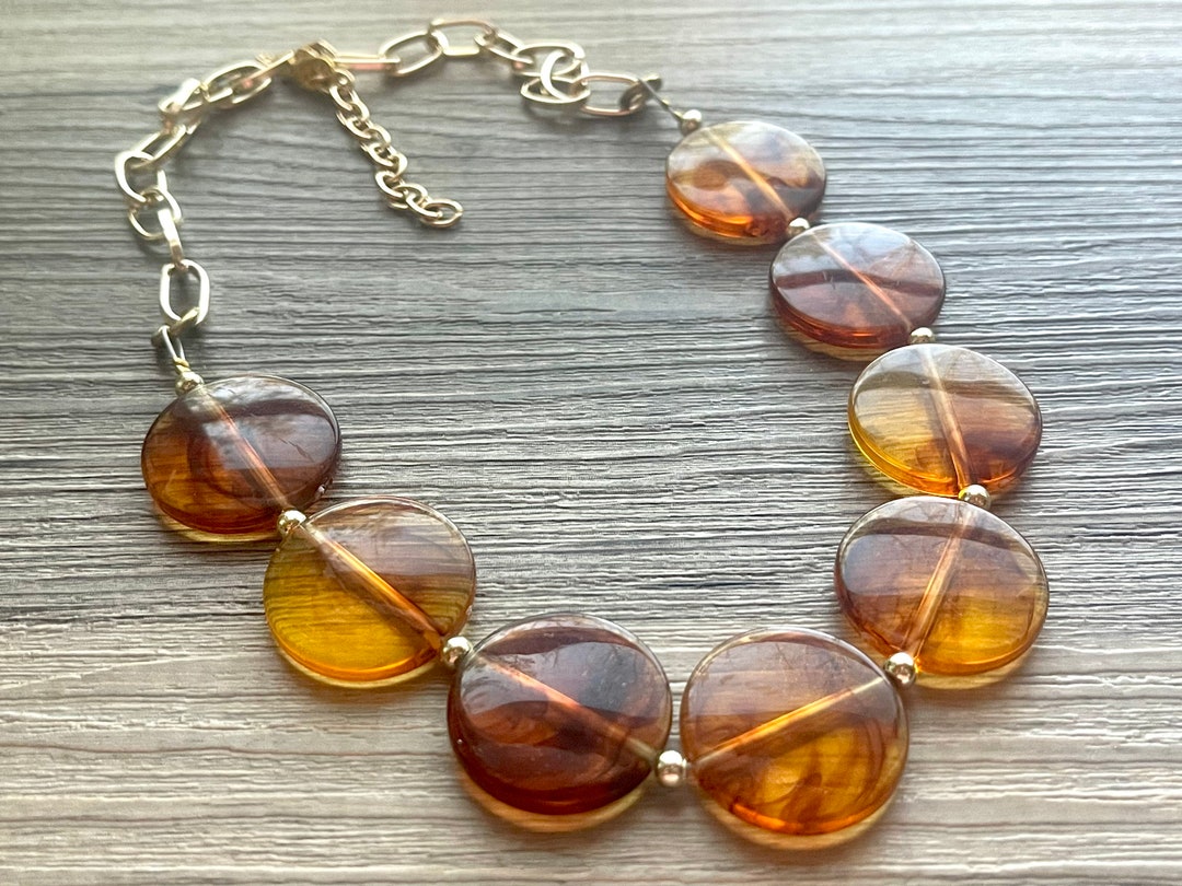 Tortoise Shell Statement Necklace & Earring Set, Tortoise Jewelry, Your ...