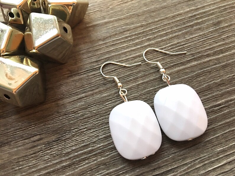 White Statement Necklace Jewelry Set Chunky Jewelry Big - Etsy