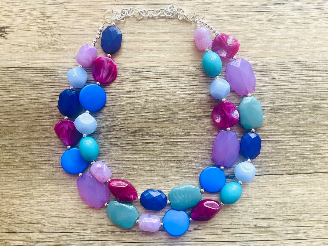 Berry Delightful Purple Periwinkle 2 Strand Statement Necklace, Blue ...
