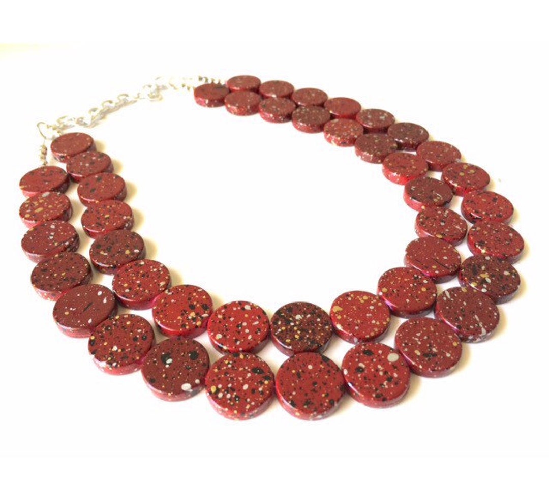 Maroon Geometric Statement Necklace, Marsala Necklace, Garnet Necklace ...