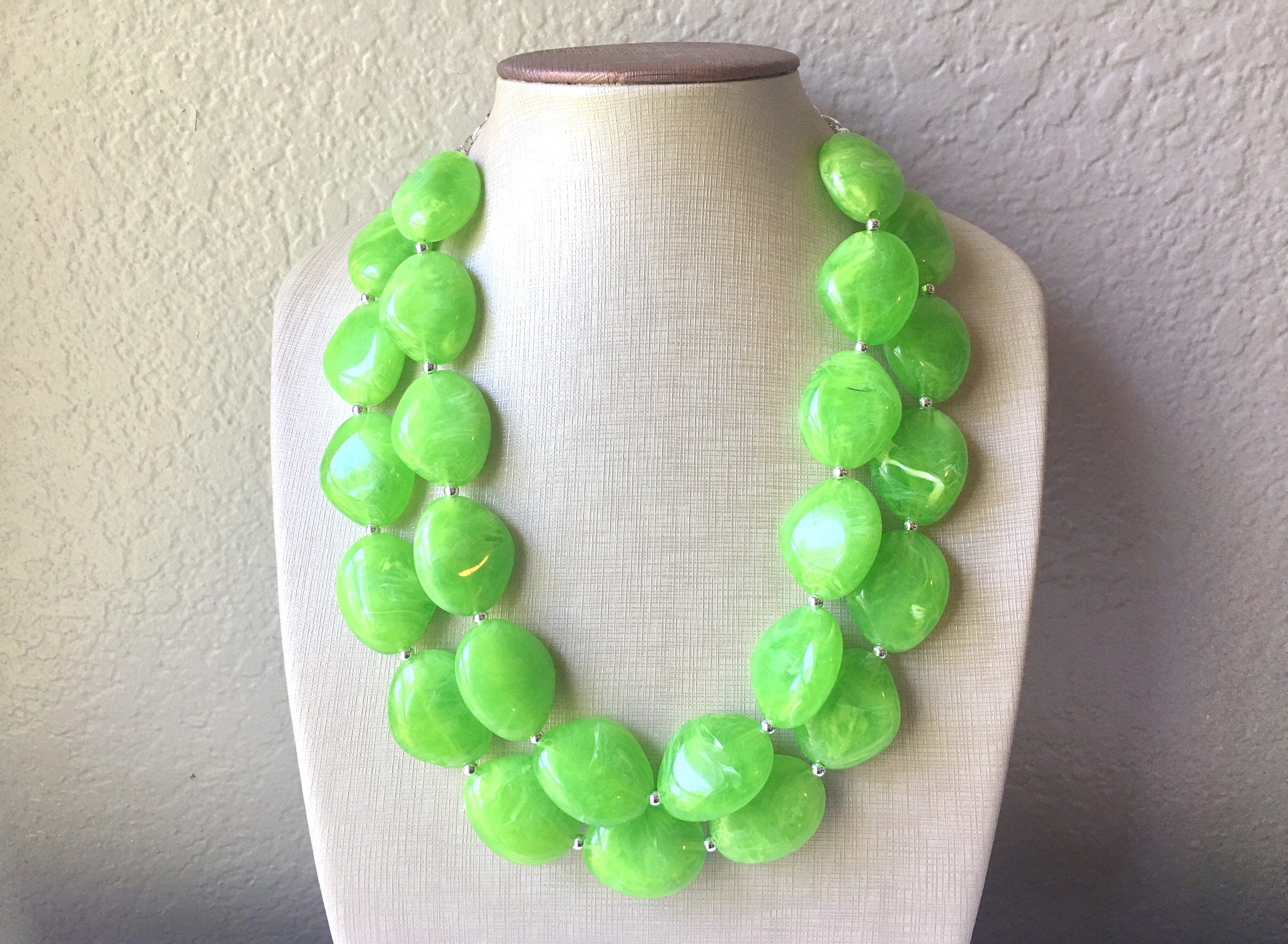 Lime Green Chunky Statement Necklace Big beaded jewelry | Etsy