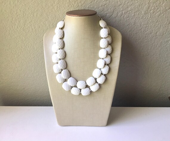 White Statement Jewelry Set Chunky Beaded Necklace White | Etsy