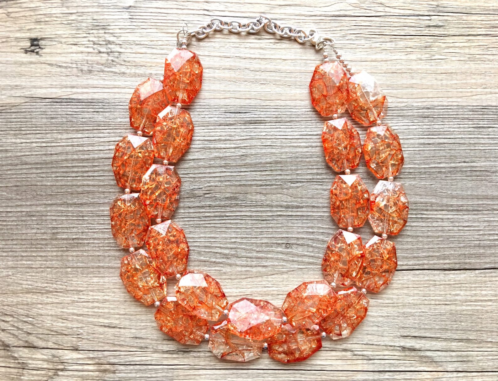 Orange Statement Necklace, Big Beaded Necklace, Chunky Orange Necklace ...
