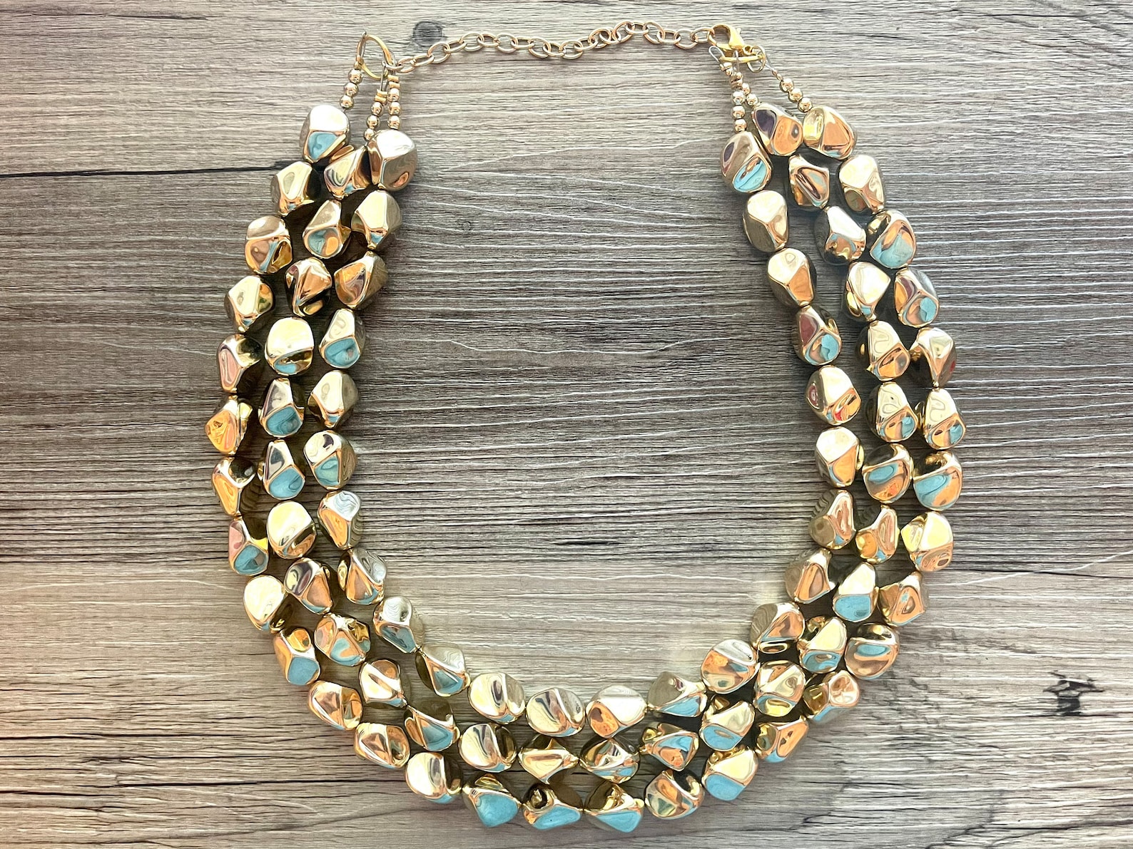 Gold Royale Chunky Statement Necklace, Big Beaded Jewelry, Gifts for ...