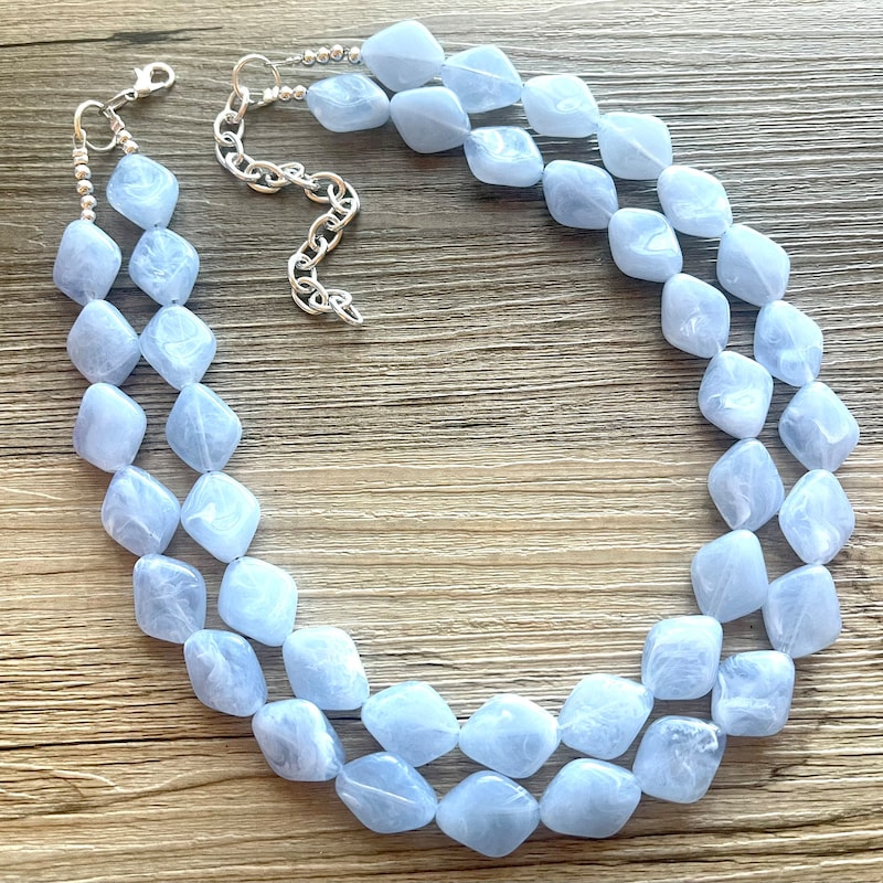 Periwinkle Bead Multi Strand Necklace - Etsy