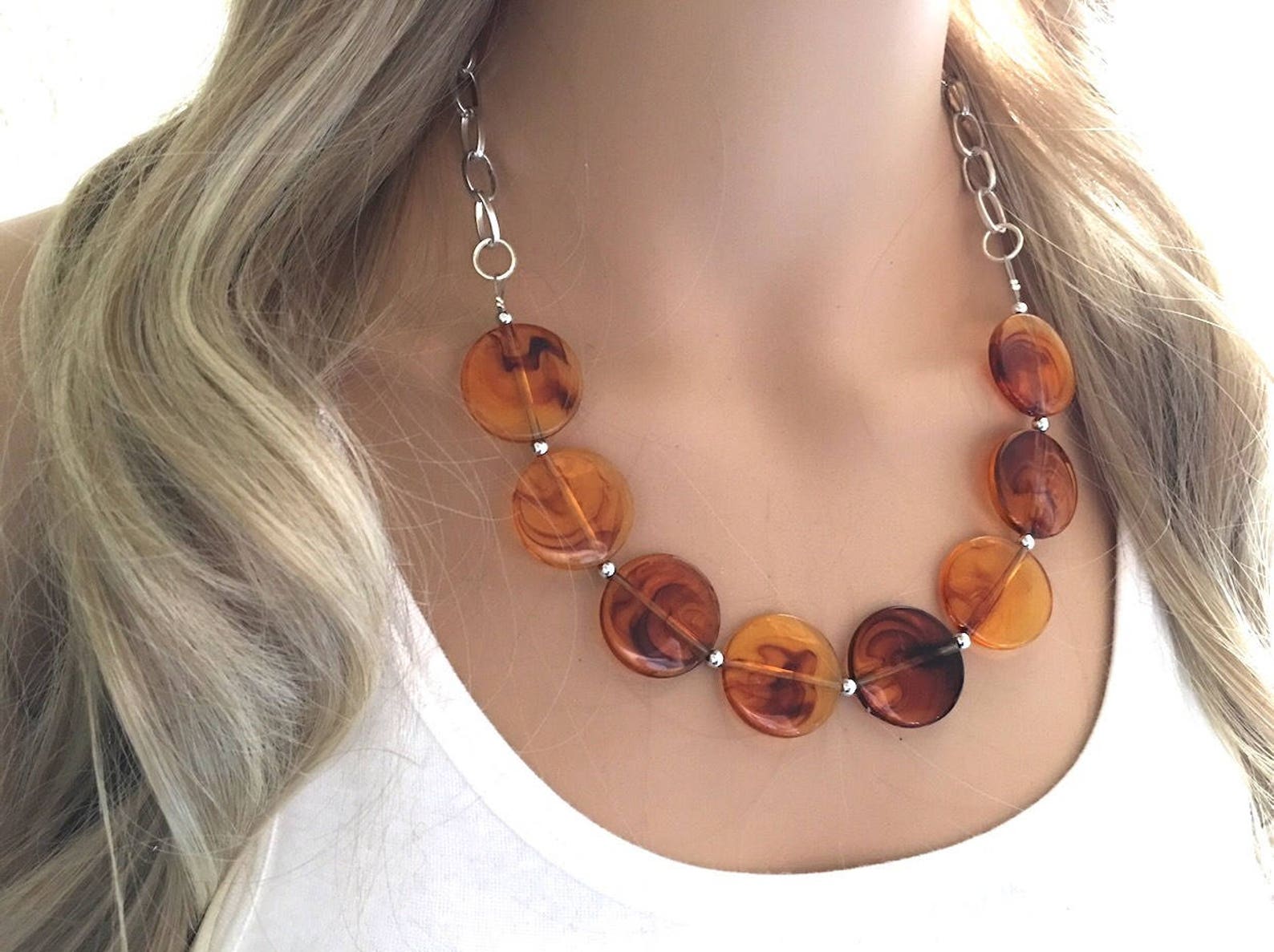 Tortoise Shell Statement Necklace & Earring Set, Tortoise Jewelry, Your ...
