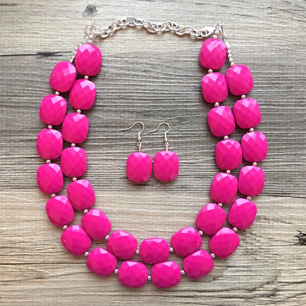 Hot Pink Necklace - Etsy
