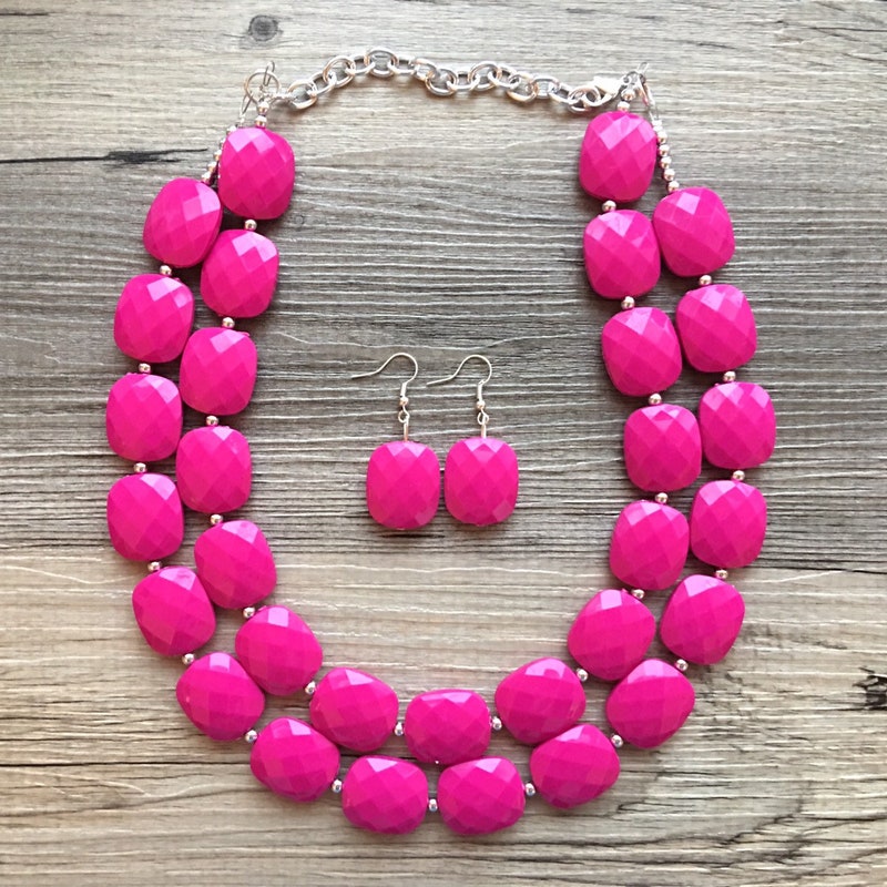 Hot Pink Necklace - Etsy