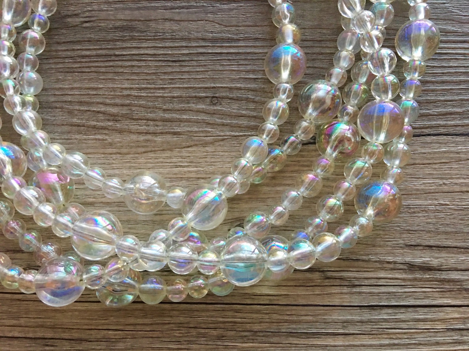 Long XL Prism Bubble Extra Chunky Clear Statement Necklace and Earrings ...
