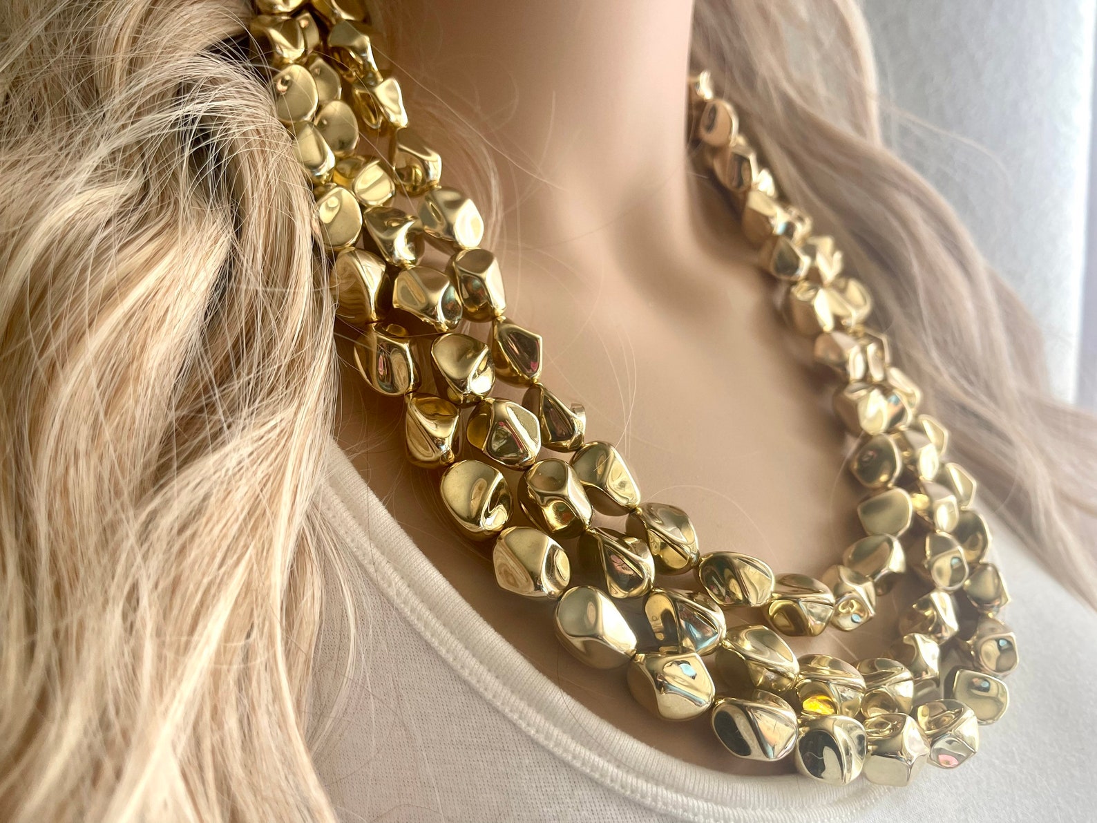 Gold Royale Chunky Statement Necklace, Big Beaded Jewelry, Gifts for ...