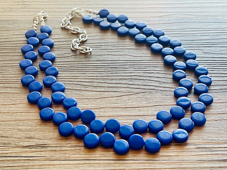 Royal Blue 2 Strand Statement Necklace, Chunky Jewelry Big Beaded ...