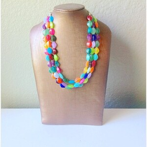 Multi-color RAINBOW Beaded Necklace, Bright Colorful Statement Necklace ...