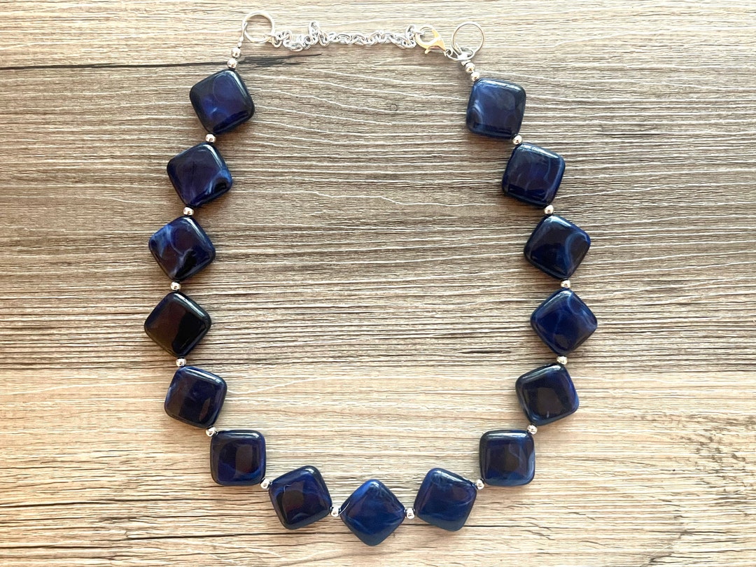 Navy Blue Statement Necklace & Earring Set, Blue Jewelry, Your Choice ...
