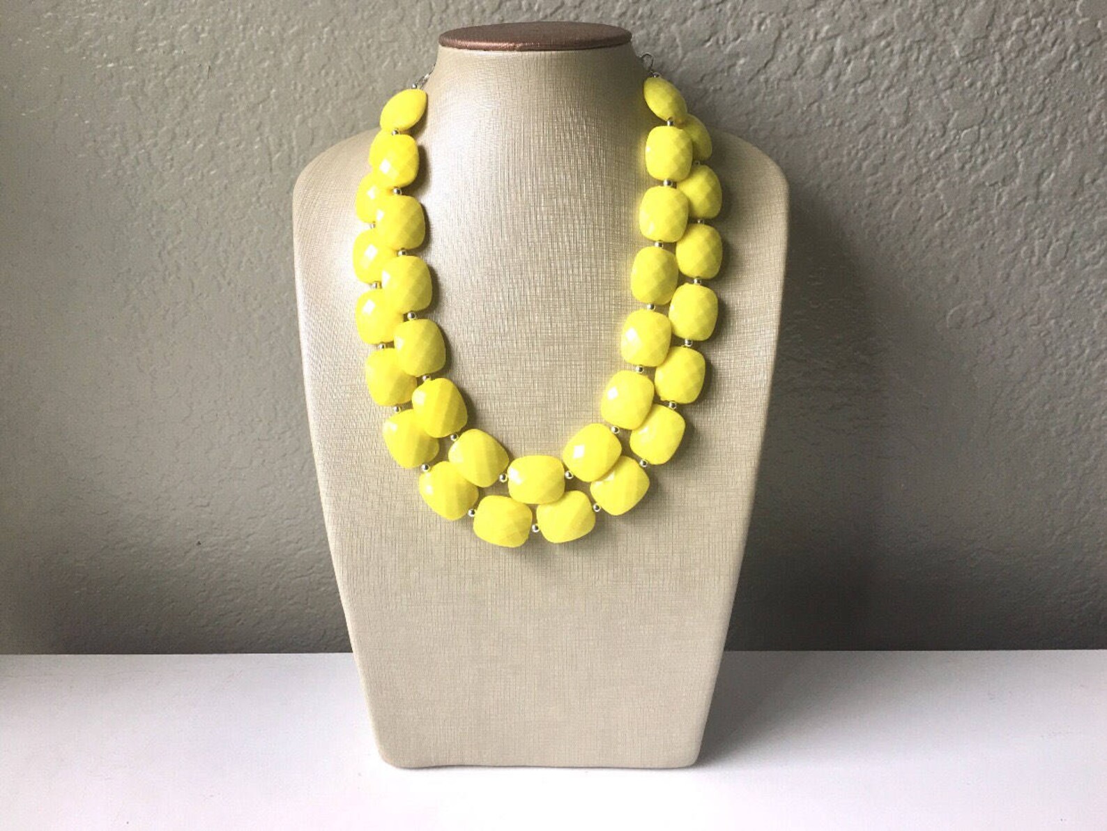 Yellow Statement Jewelry Set, Chunky Beaded Necklace, Yellow Jewelry ...