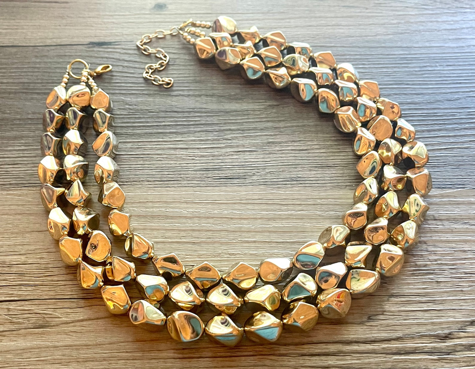 Gold Royale Chunky Statement Necklace, Big Beaded Jewelry, Gifts for ...