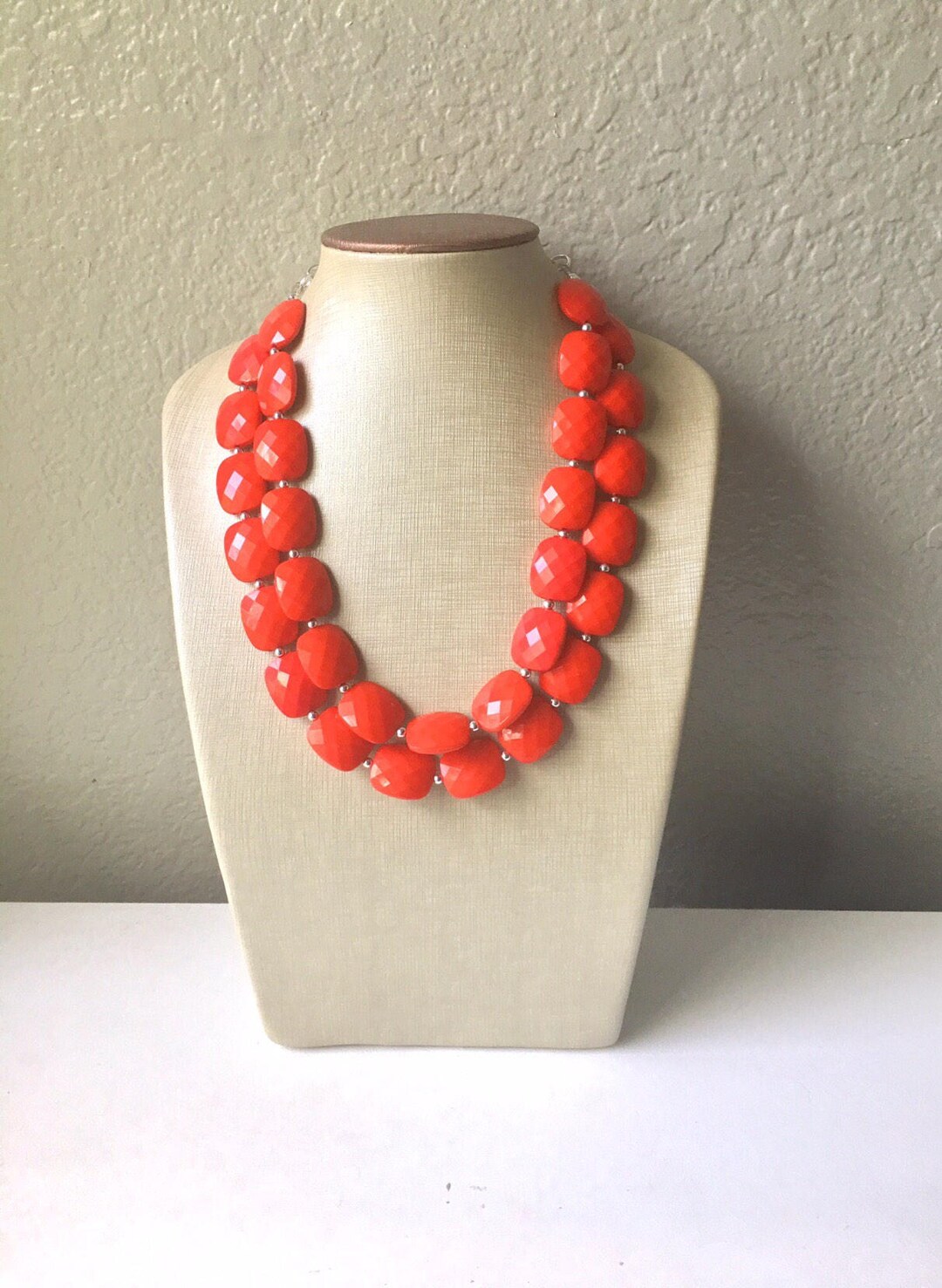 Red Statement Jewelry Set Chunky Beaded Necklace Red - Etsy