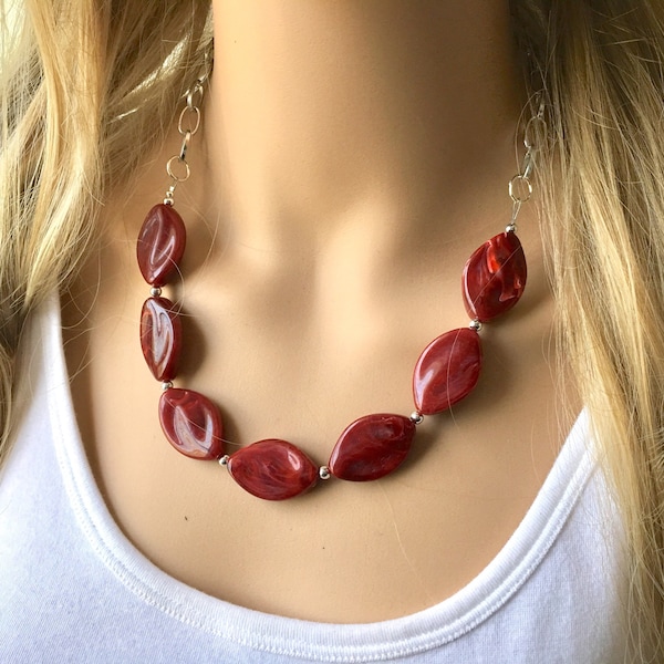 Red Bib Necklace - Etsy