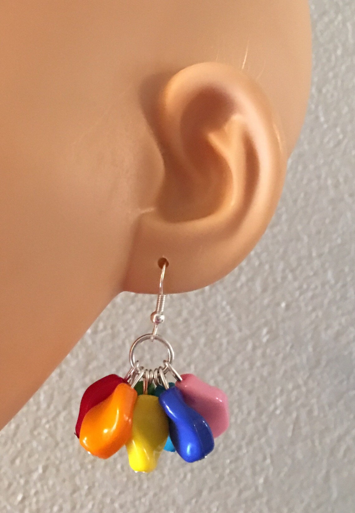 Rainbow Flutter Beaded Earrings Multi Color Statement - Etsy