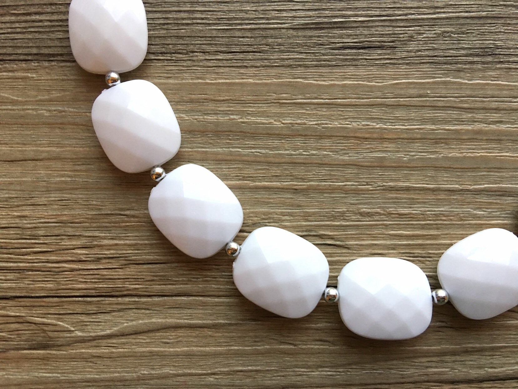 White Statement Necklace Jewelry Set Chunky Jewelry Big - Etsy