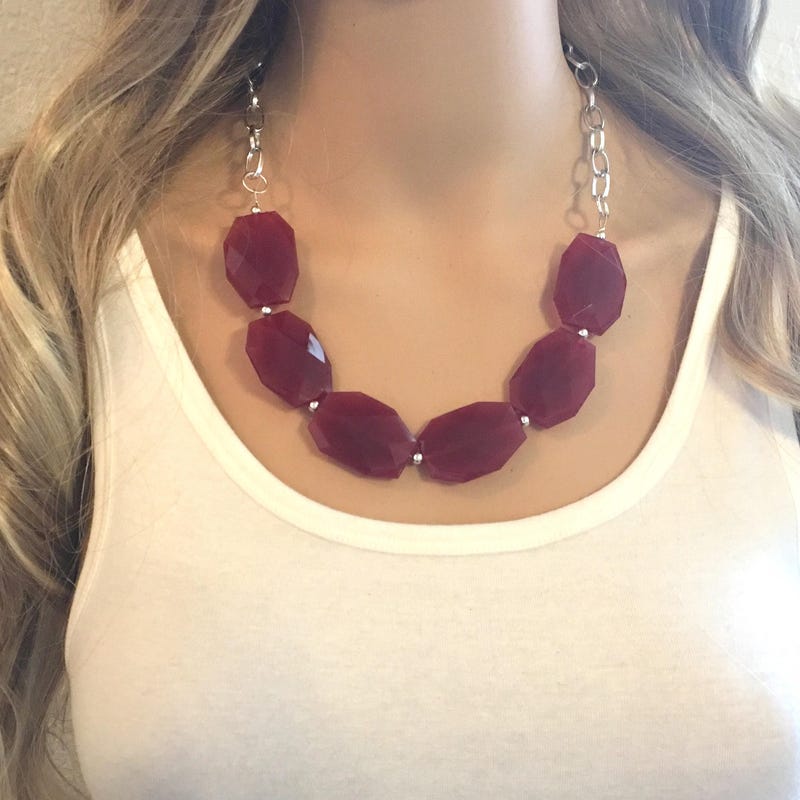 Red Statement Necklace - Etsy