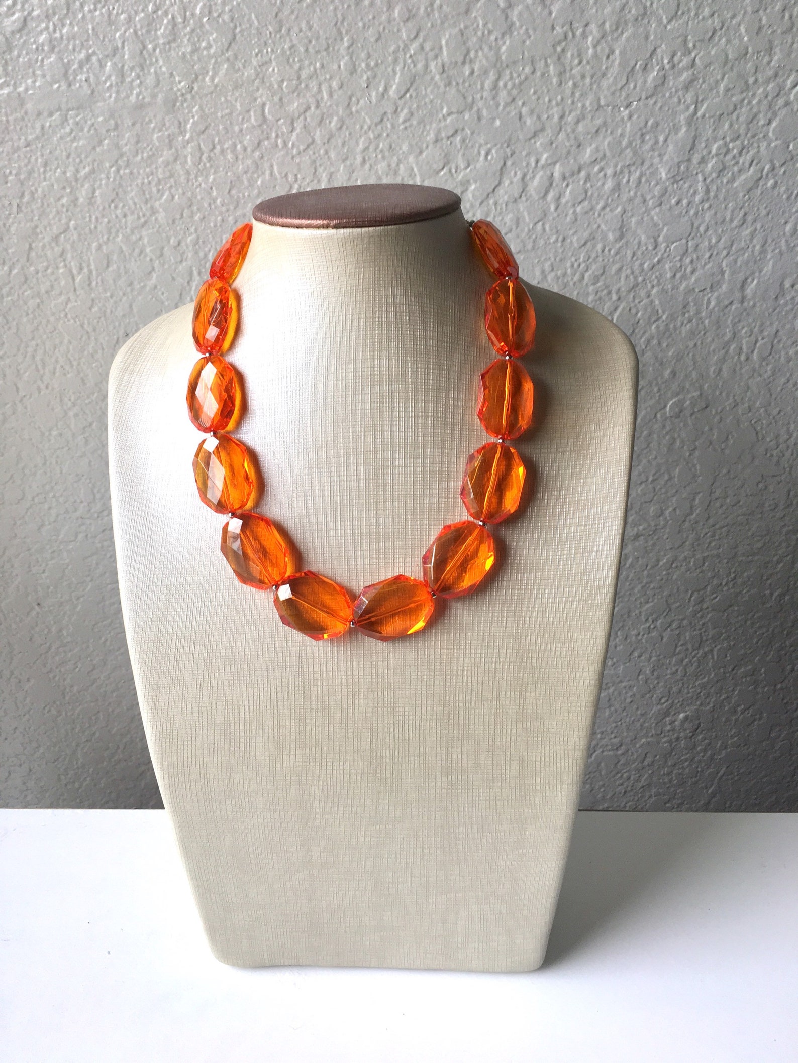 Orange Single Strand Big Beaded Statement Necklace Orange - Etsy