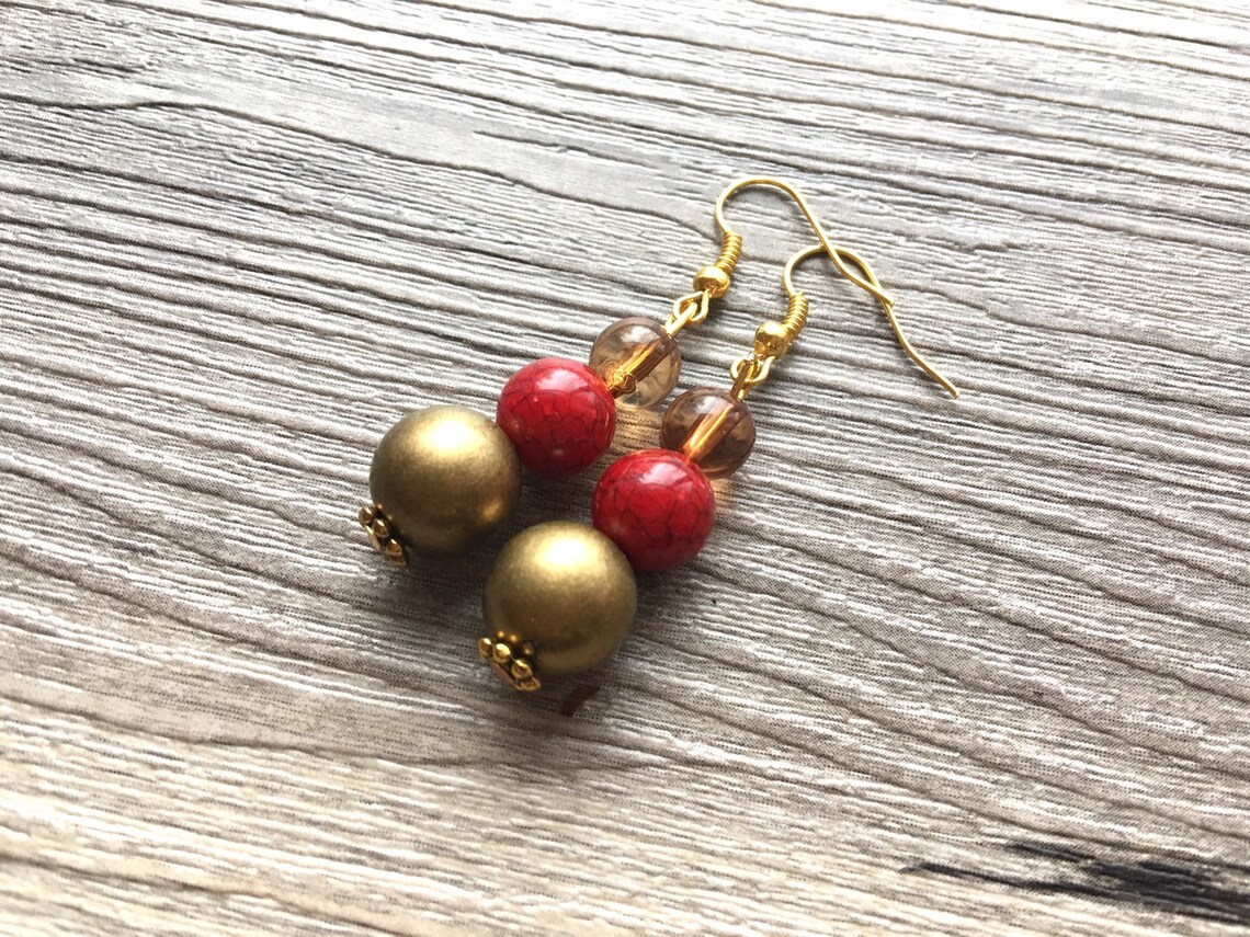 Fall Statement Necklace Extra Long Maroon Orange Cream Gold - Etsy