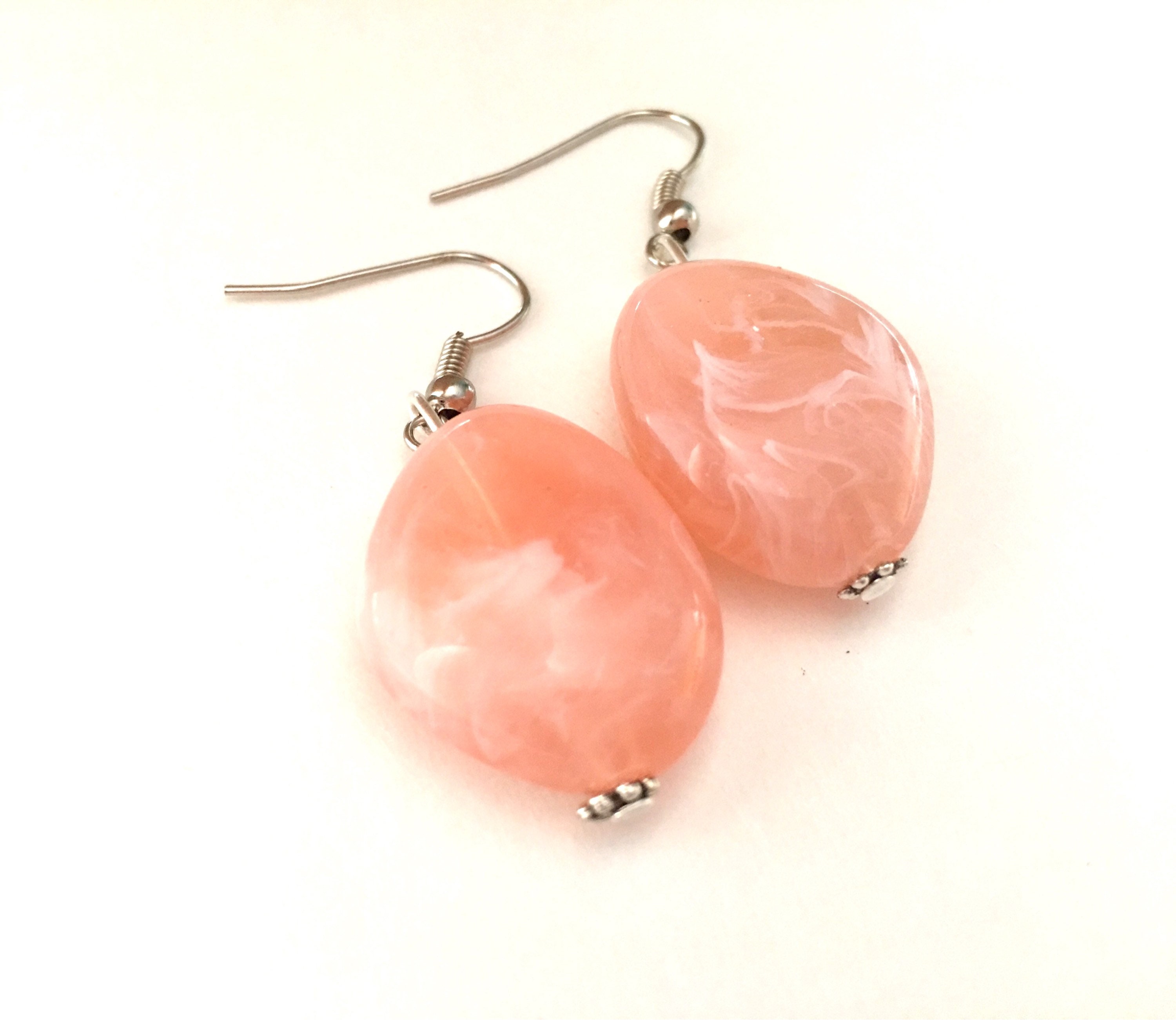 Peach Chunky Statement jewelry set Big bib beaded jewelry | Etsy