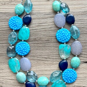 A Case of Blue Necklace, Multi Strand Colorful Jewelry, Big Beaded ...