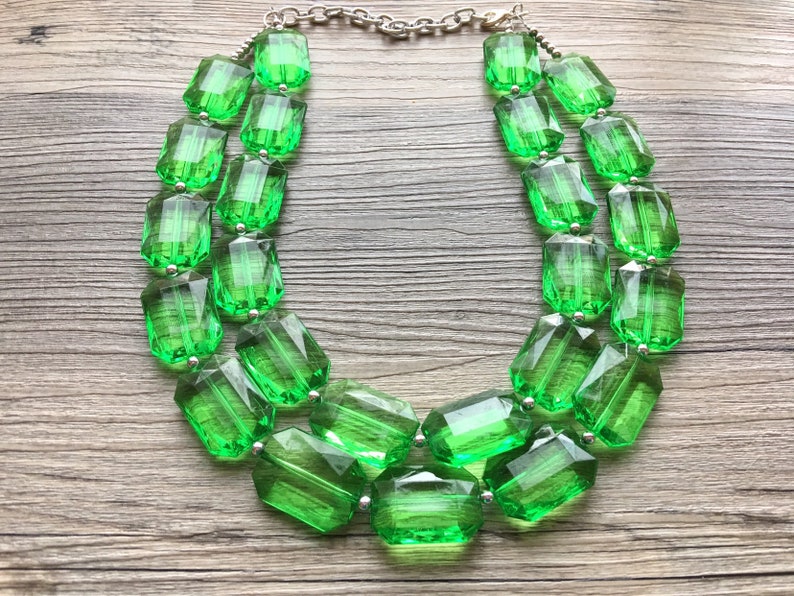 Lime Green Chunky Statement Necklace Big Beaded Jewelry - Etsy Australia