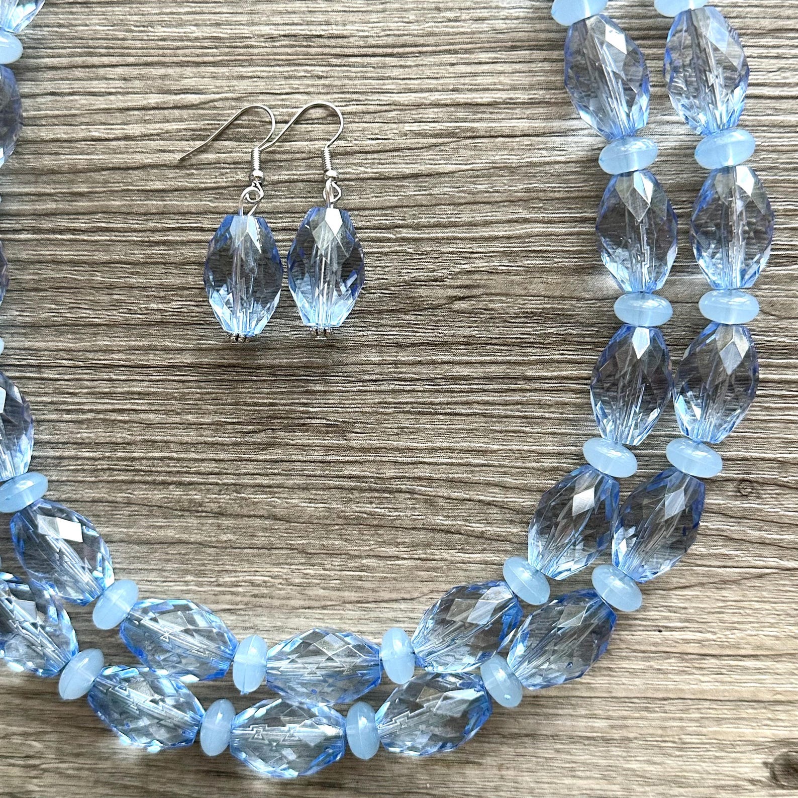 Periwinkle & Silver Statement Necklace, Blue Jewelry Bib Chunky ...