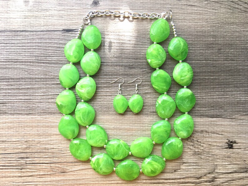 Lime Green Chunky Statement Necklace Big Beaded Jewelry - Etsy
